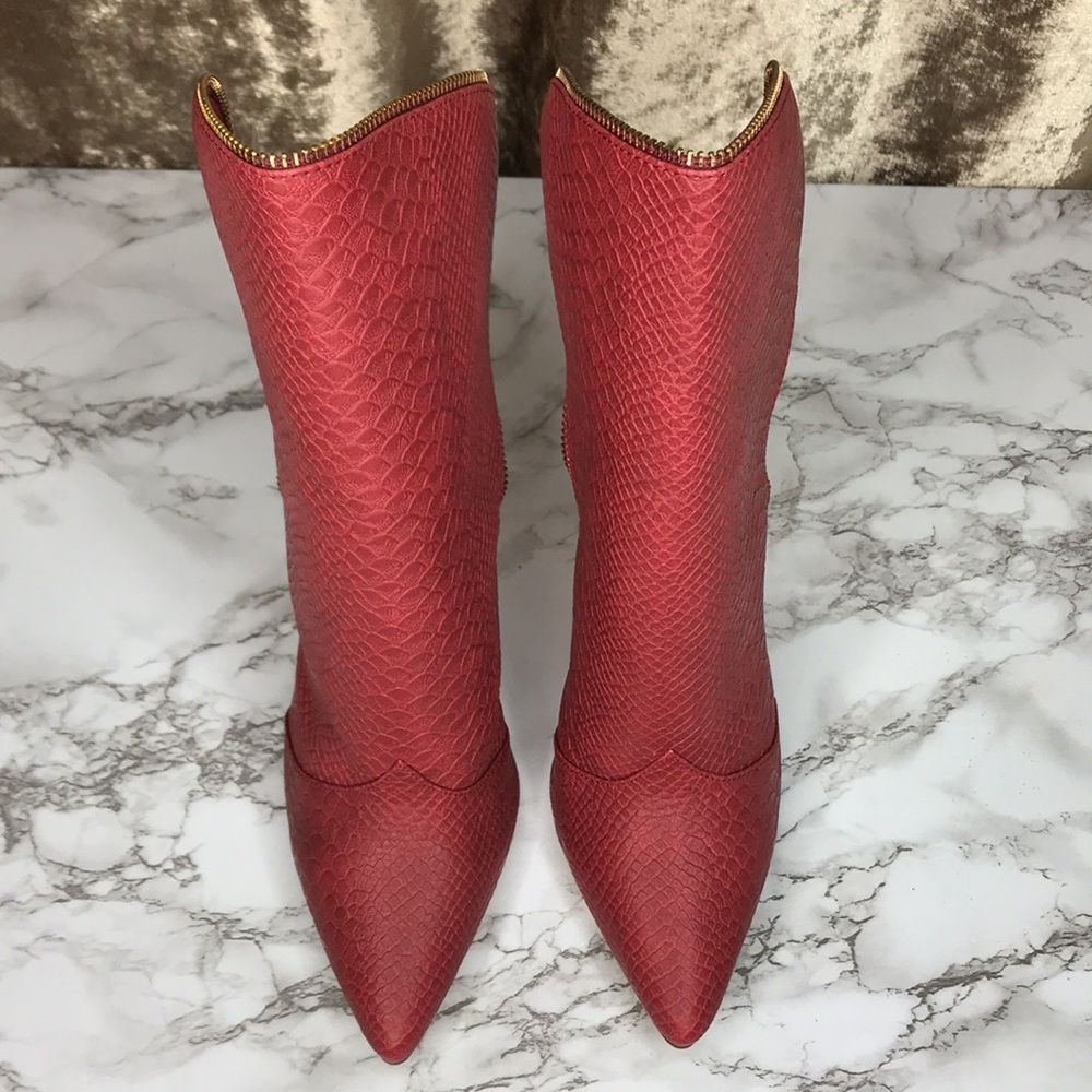 Liliana Snakeskin Mule Stilettos Red Maroon Size 10 - Gem